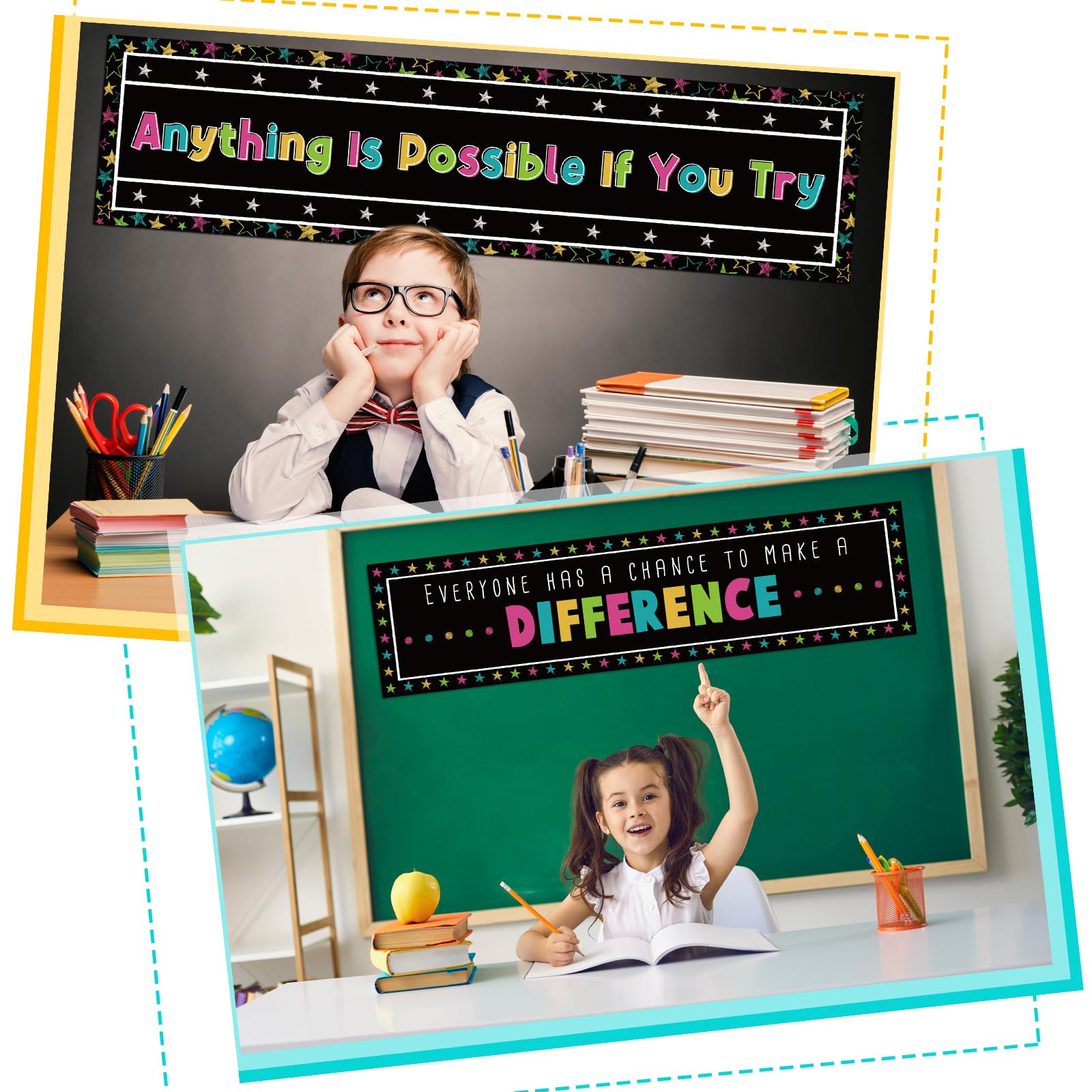Snapklik.com : 2 Pcs Chalkboard Brights Motivational Classroom Banner ...