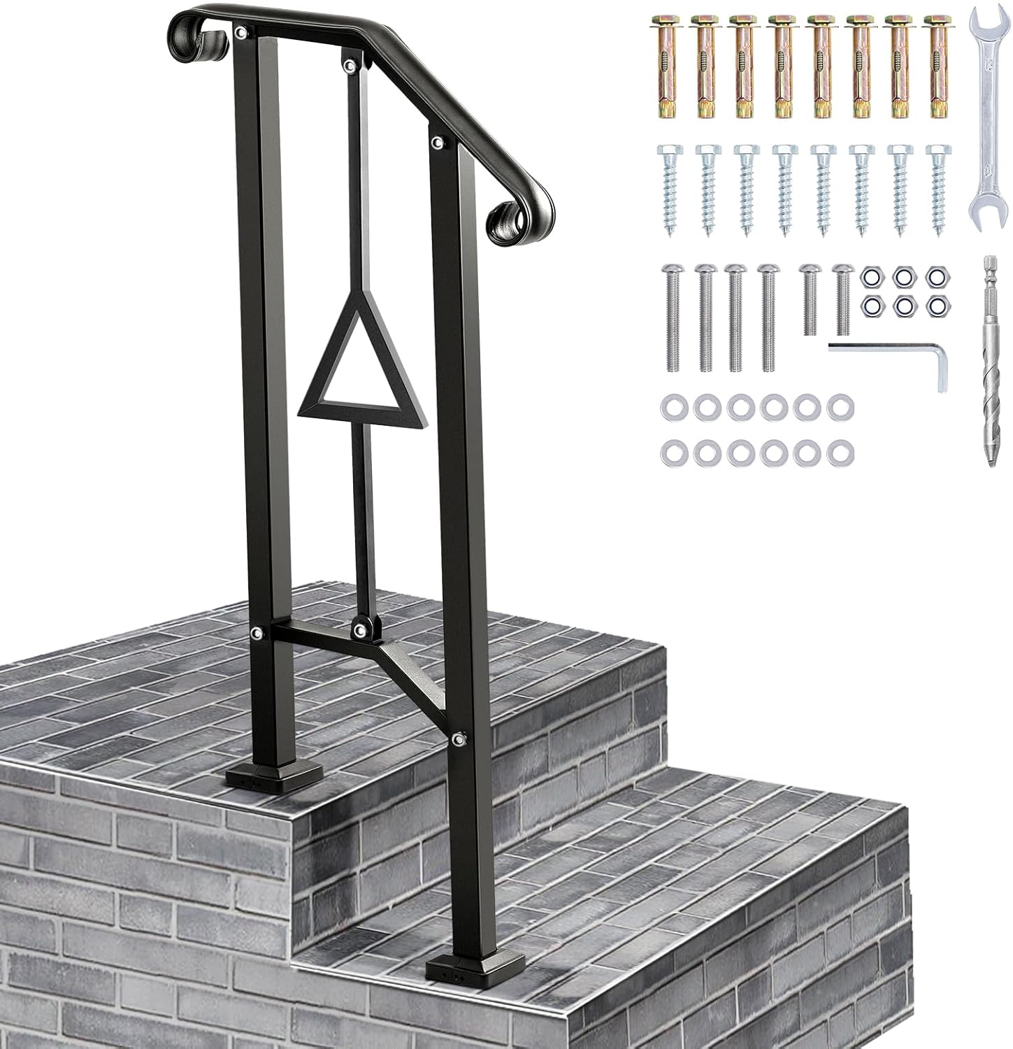 LMRSTOO Handrails for Outdoor Steps, Fit 1-2 Step Triangle Outdoor ...