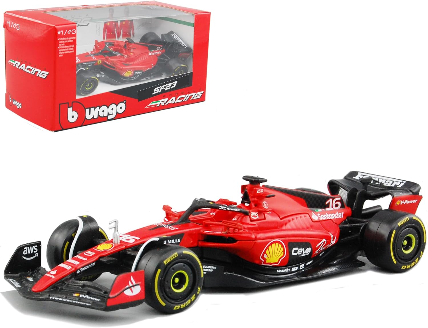 Bburago 1/43 Scale F1 Model Car 2023 SF23 F1#16 Charles Leclerc Diecast ...