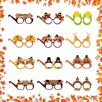 Amazon.com: ALIBBON 12 Pcs Thanksgiving Glasses, Paper Thanksgiving ...