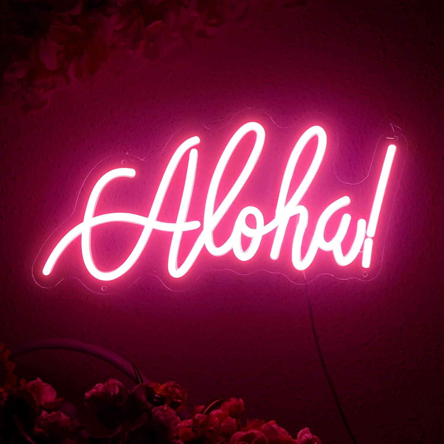 Riakrum Aloha Neon Sign Hawaiian Party Neon Lights Pink Battery USB ...