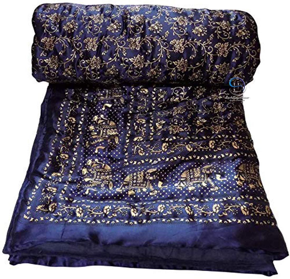 Buy Nisha Choice Cotton Fabric, Double Bed Silk/SatinJaipuri Rajai ...