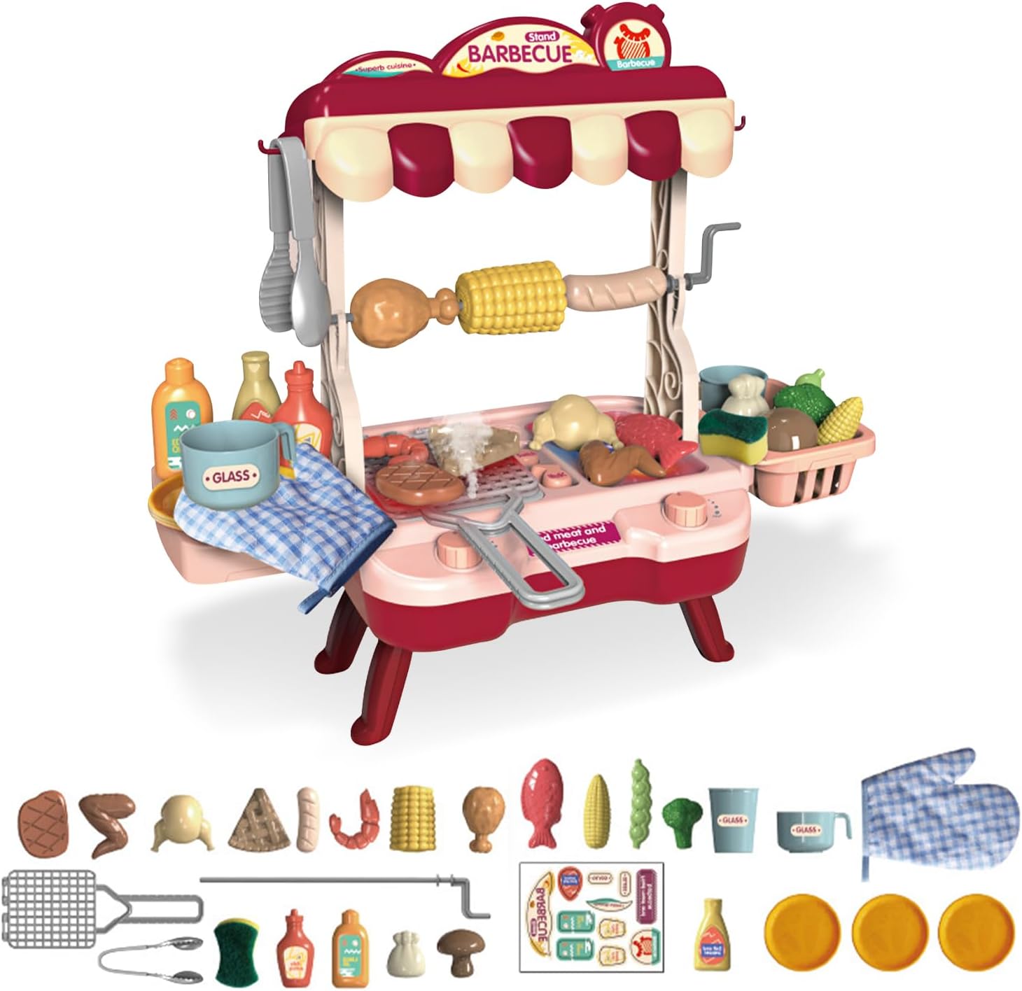 Amazon.com: Kids BBQ Grill Toy Pretend Play BBQ Grill for Kids ...