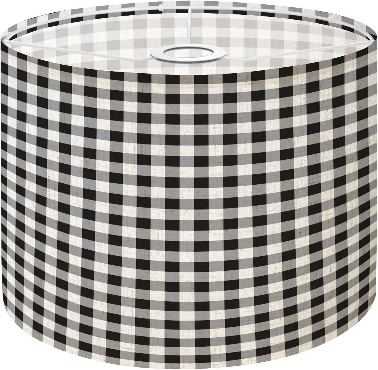Boho Drum Lamp Shades - 11" x 11" x 8.9" Plain Black White Grey BW ...