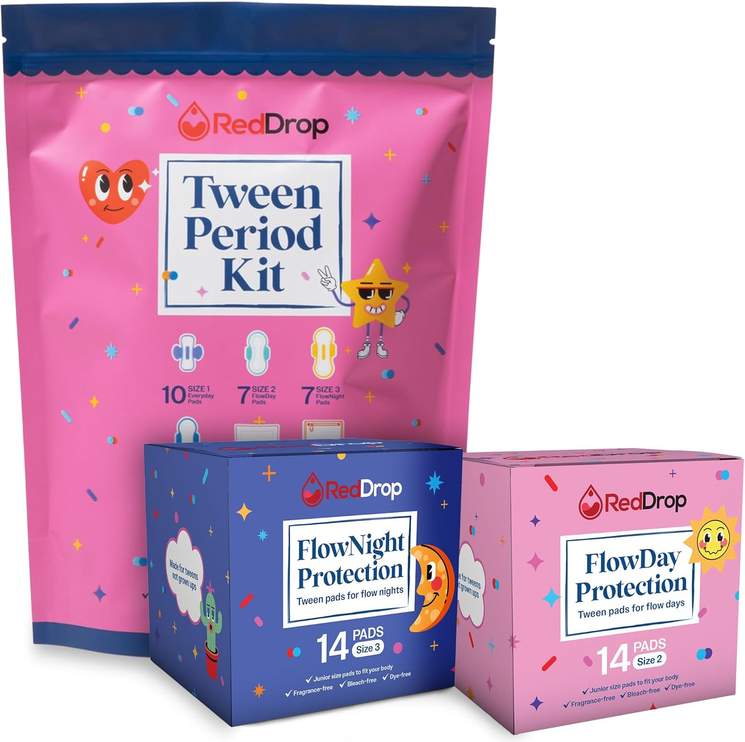 Amazon.com: RedDrop 65-PC Teen Period Kit with FlowDay & FlowNight Pads ...