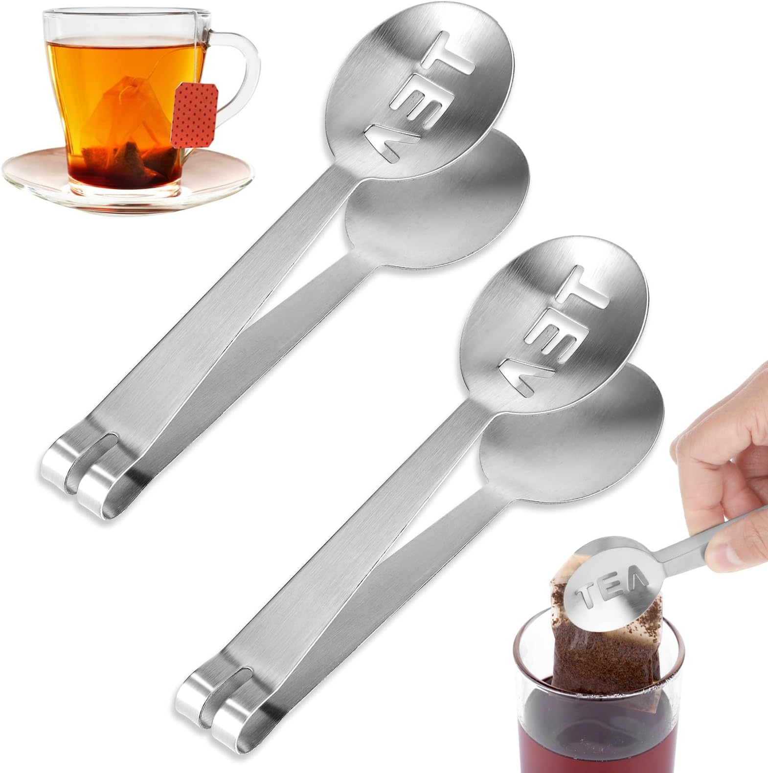 Amazon.com: Tea Bag Squeezer, 4PCS Stainless Steel Tea Bag Spoon ...