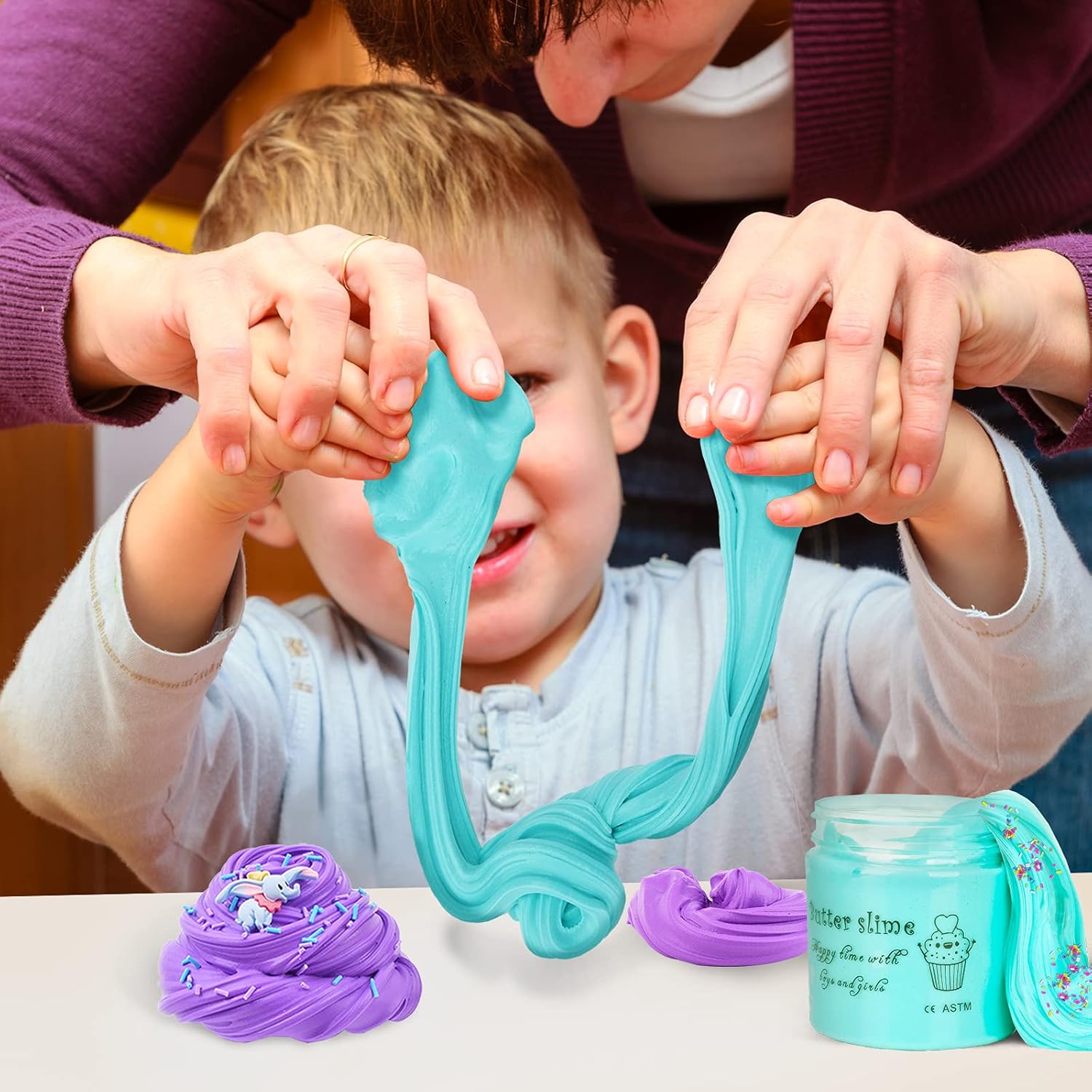 Appoft Soft and Non Sticky Fluffy Putty Slime Kits with Unicorn Candy ...