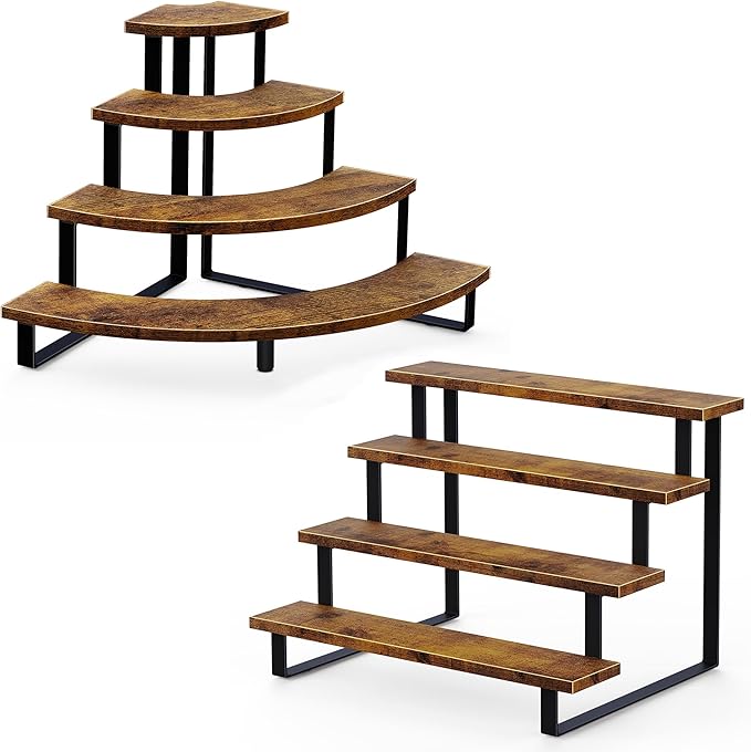 Amazon.com: ELITEROO Wooden Risers Display Shelf Stands Set, 4 Tierd ...