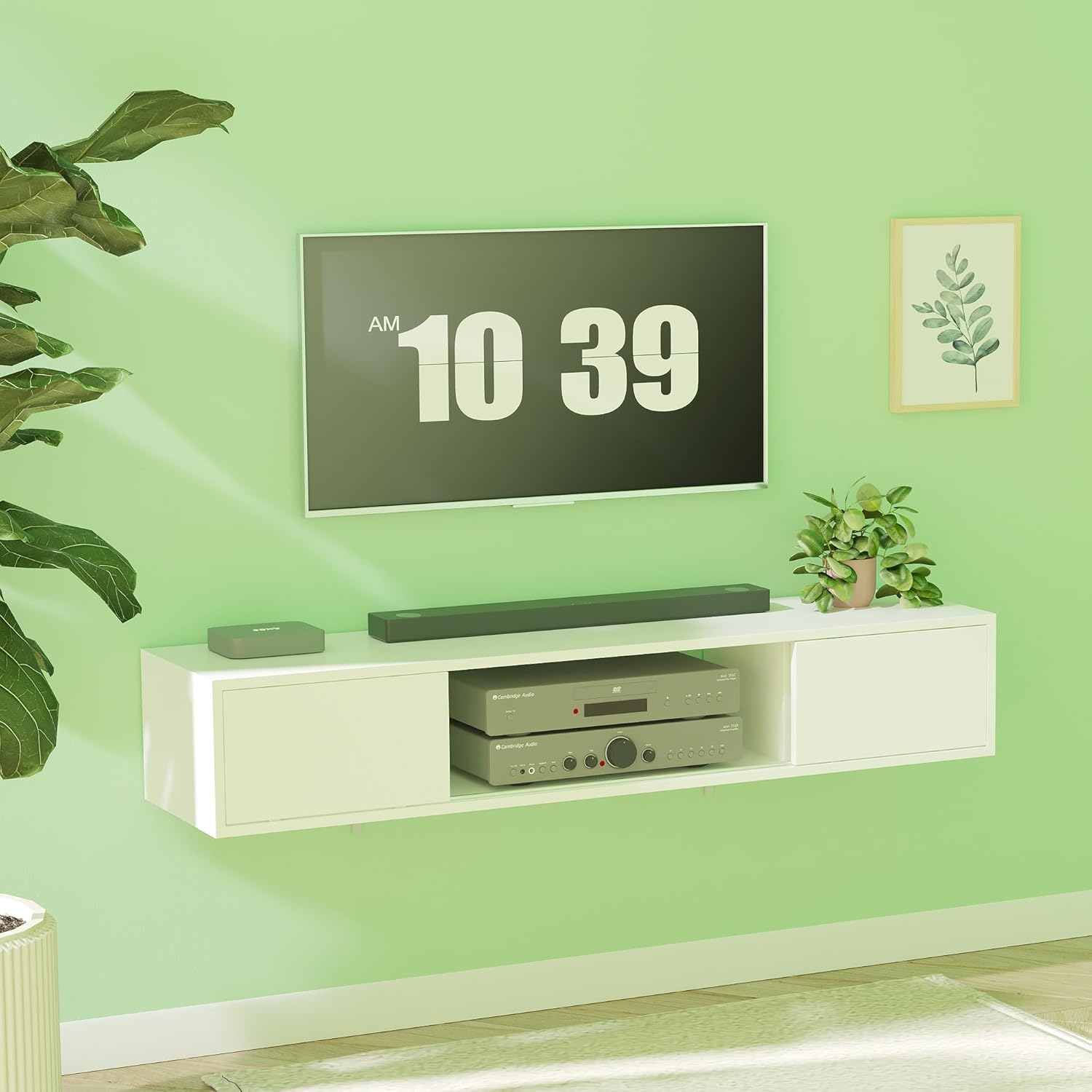 Amazon.com: woodtalks 52'' Floating TV Stand with Sliding Door ...
