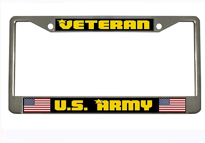 Amazon.com: Veteran US Army Military License Plate Frame Holder Chrome ...