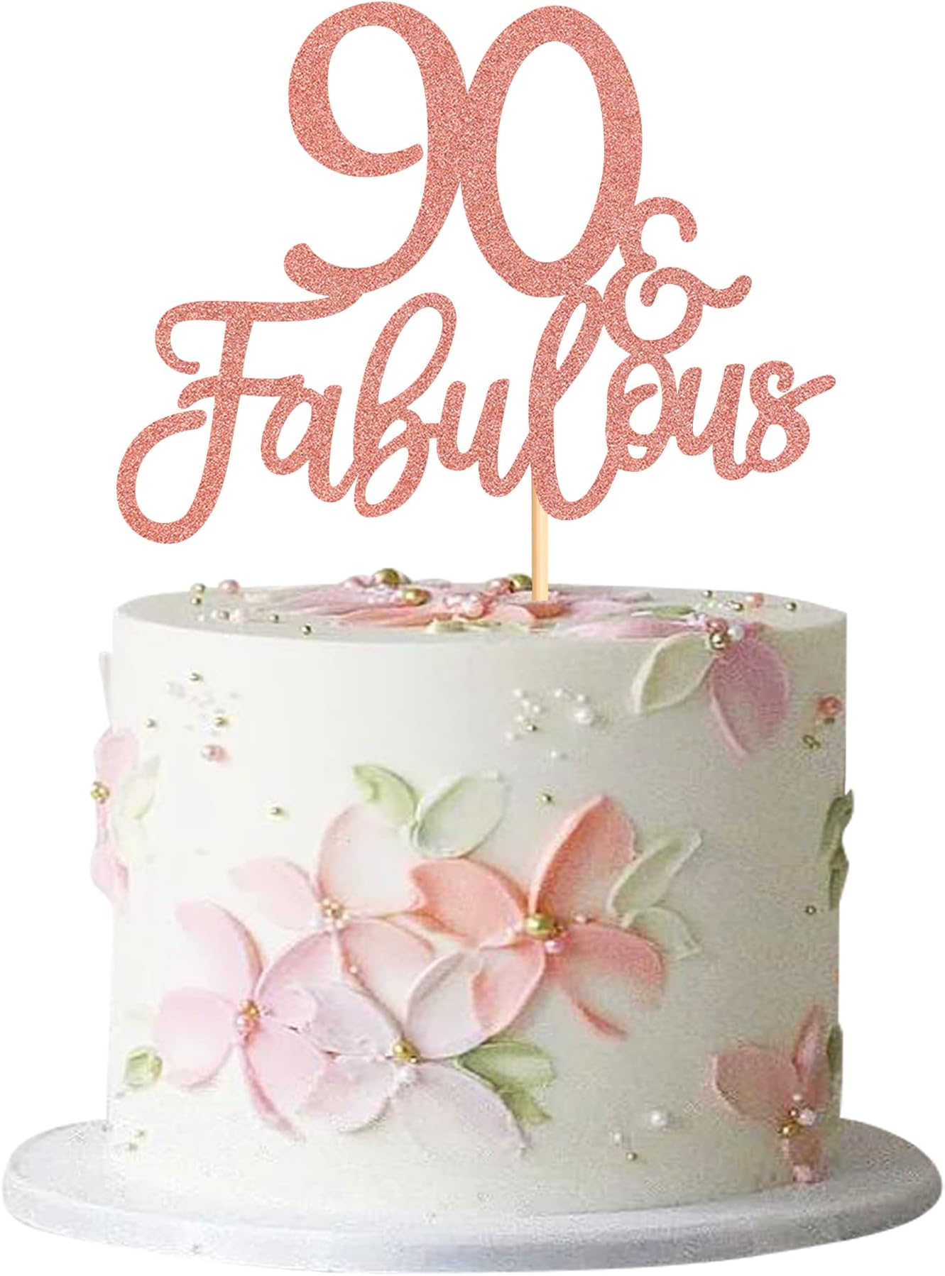 Blumomon 3 Pack 90 & Fabulous Cake Topper Rose Gold Glitter Cheers to ...
