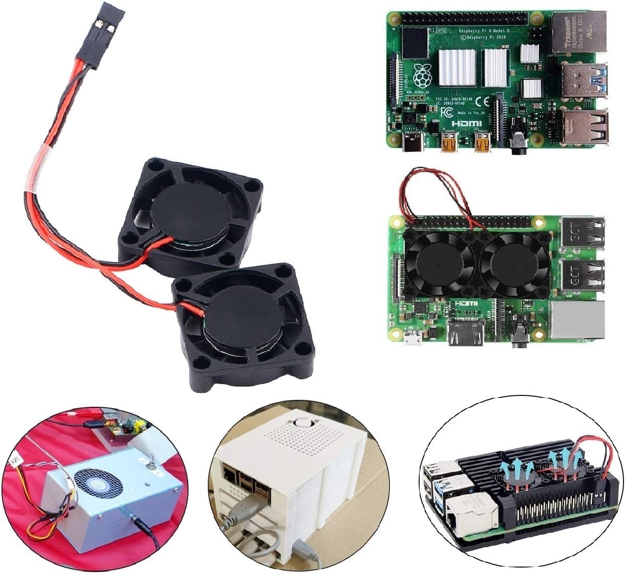 Seamuing Raspberry Pi 4 Fan 5V DC Cooling Fan 51mm * 25mm * 13mm RPI ...