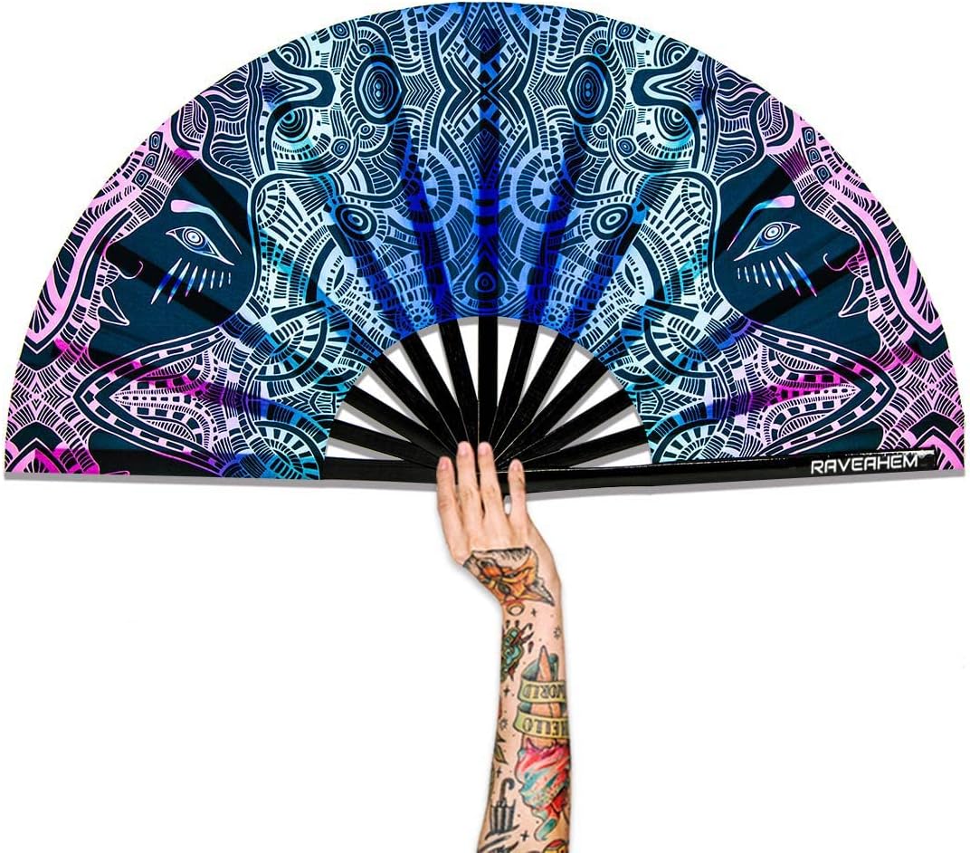 Amazon.com: AMQTSLM UV Glow Hand Fans for Women Foldable,Large Rave Fan ...