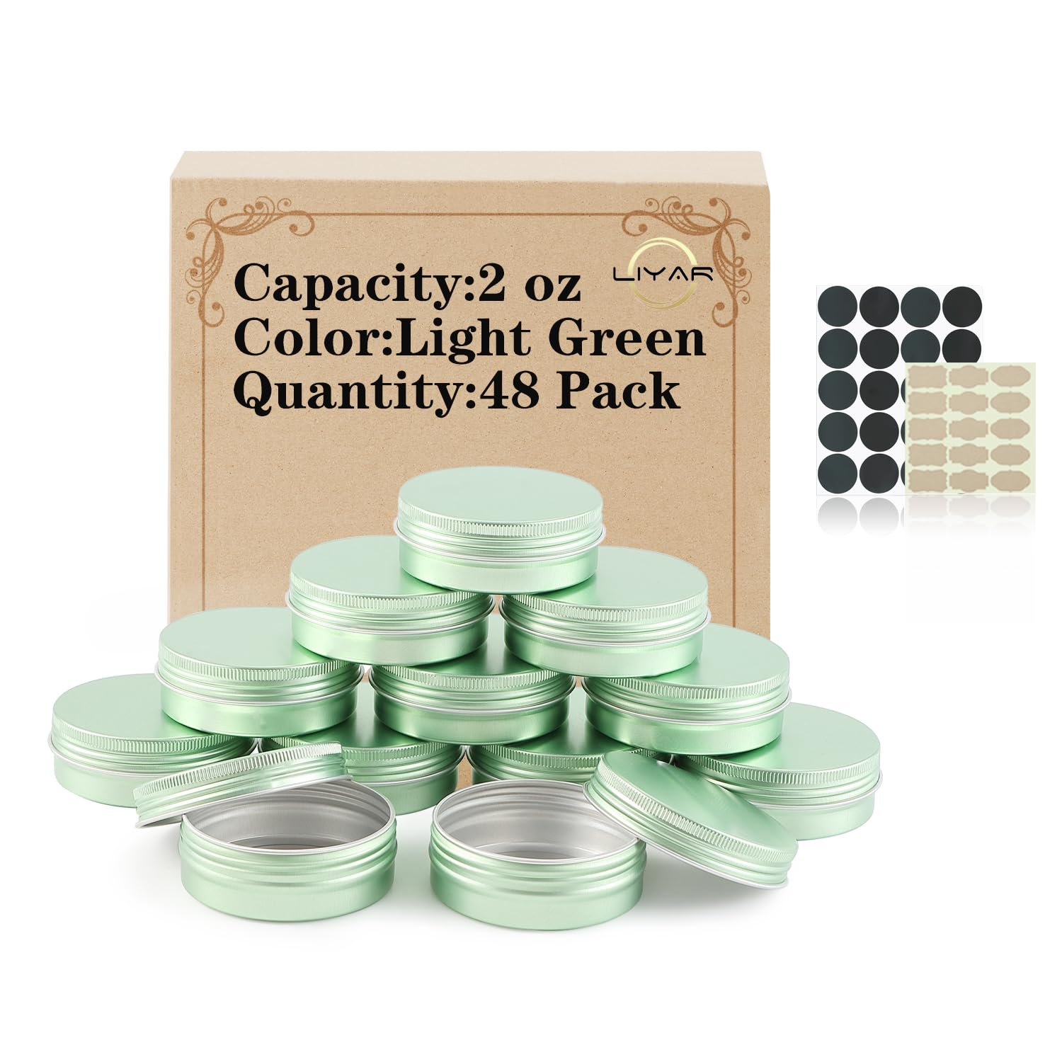Amazon.com: LIYAR 2 oz Container Aluminum Tin Jars 48 Pack Candle Tins ...