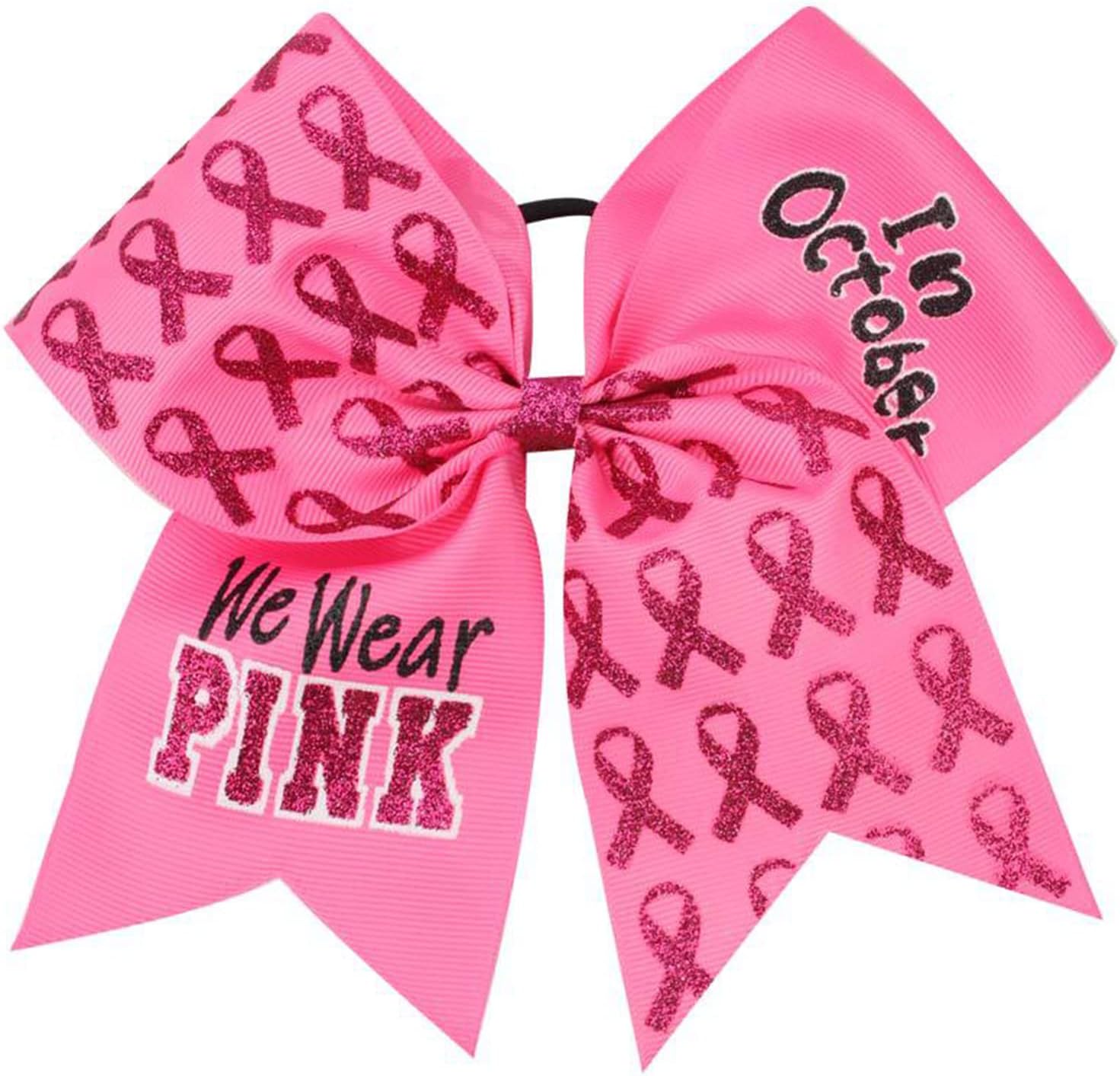 Amazon.com : Pink Ribbon Breast Cancer Awareness Bows - 7 Inch Large ...