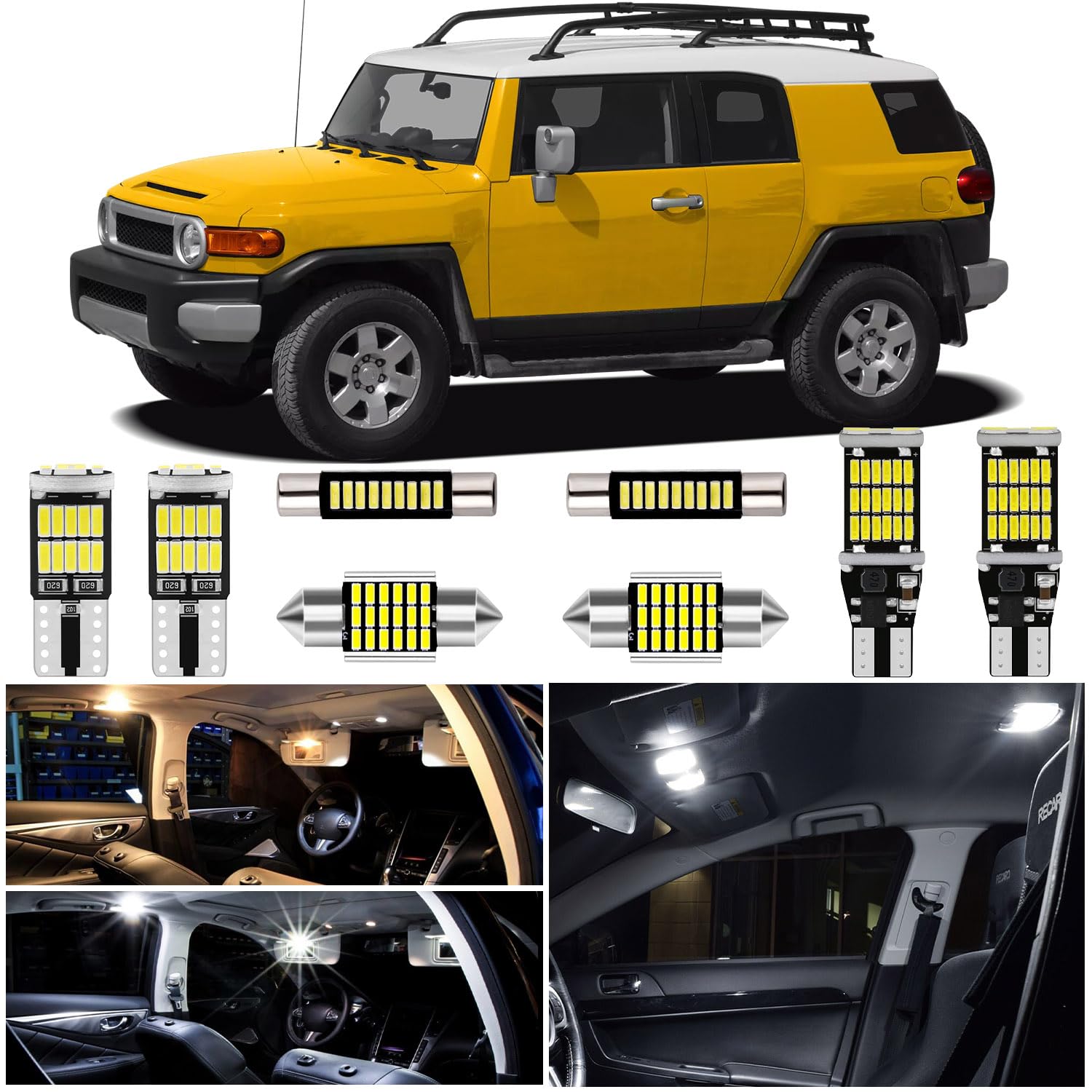Amazon.com: White Interior LED Lights Kit for Toyota FJ Cruiser 2007 ...