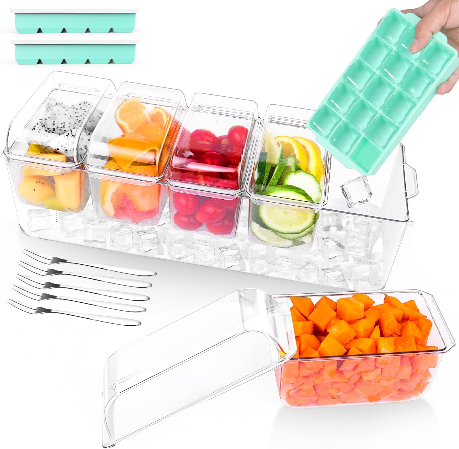 Amazon.com: Chilled Veggie Tray, 15 Inch Fruit Ice Serving Tray, Clear ...