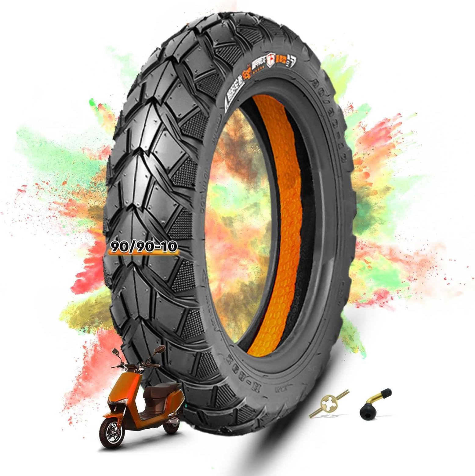 Amazon.co.jp: 90/90-10 タイヤ 57J ハイグリップ オフロードタイヤ 90 90 10 チューブレス フロント/リア兼用 ブロックタイヤ : 車＆バイク