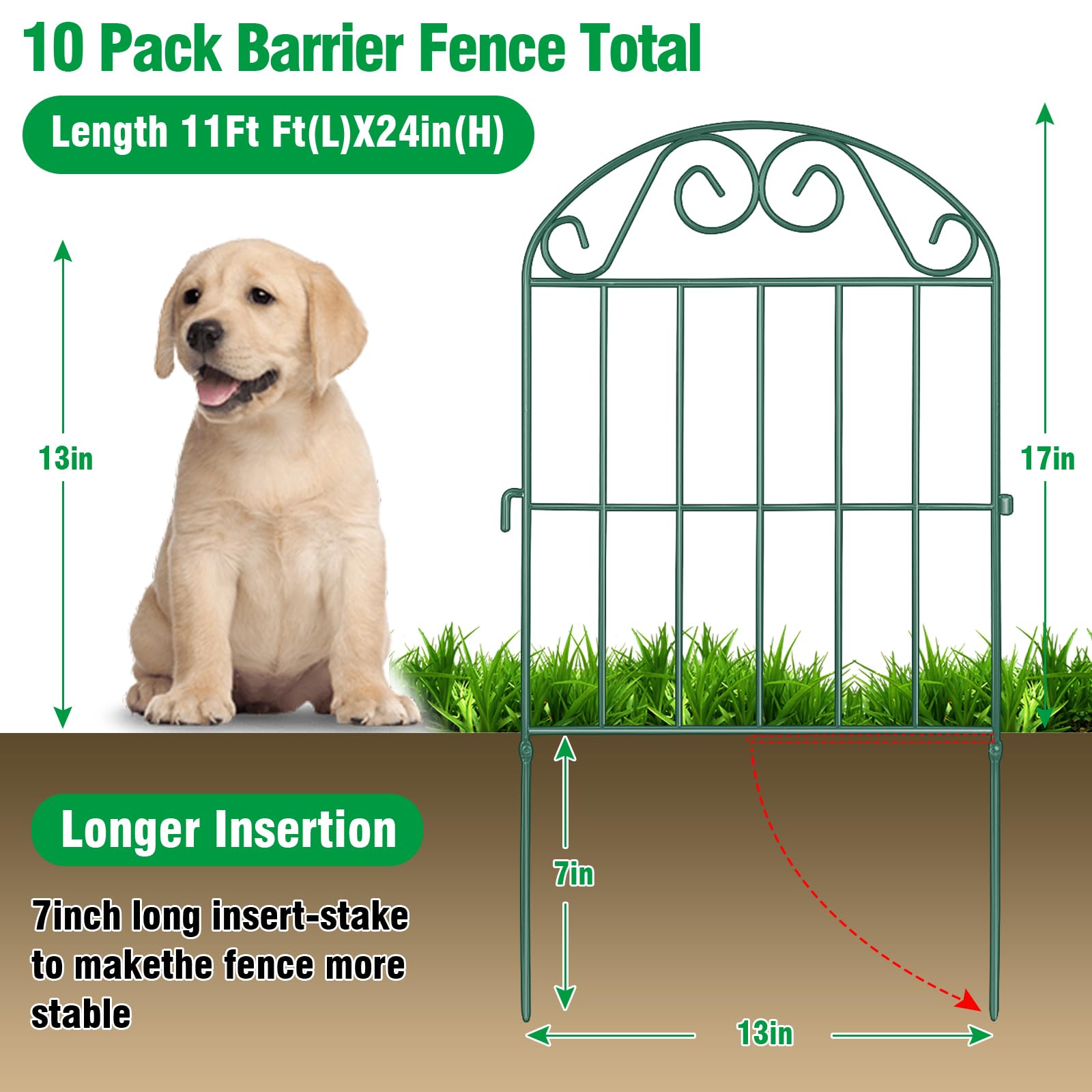 Snapklik.com : ADAVIN 10 Panels Collapsible Garden Fence Animal Barrier ...