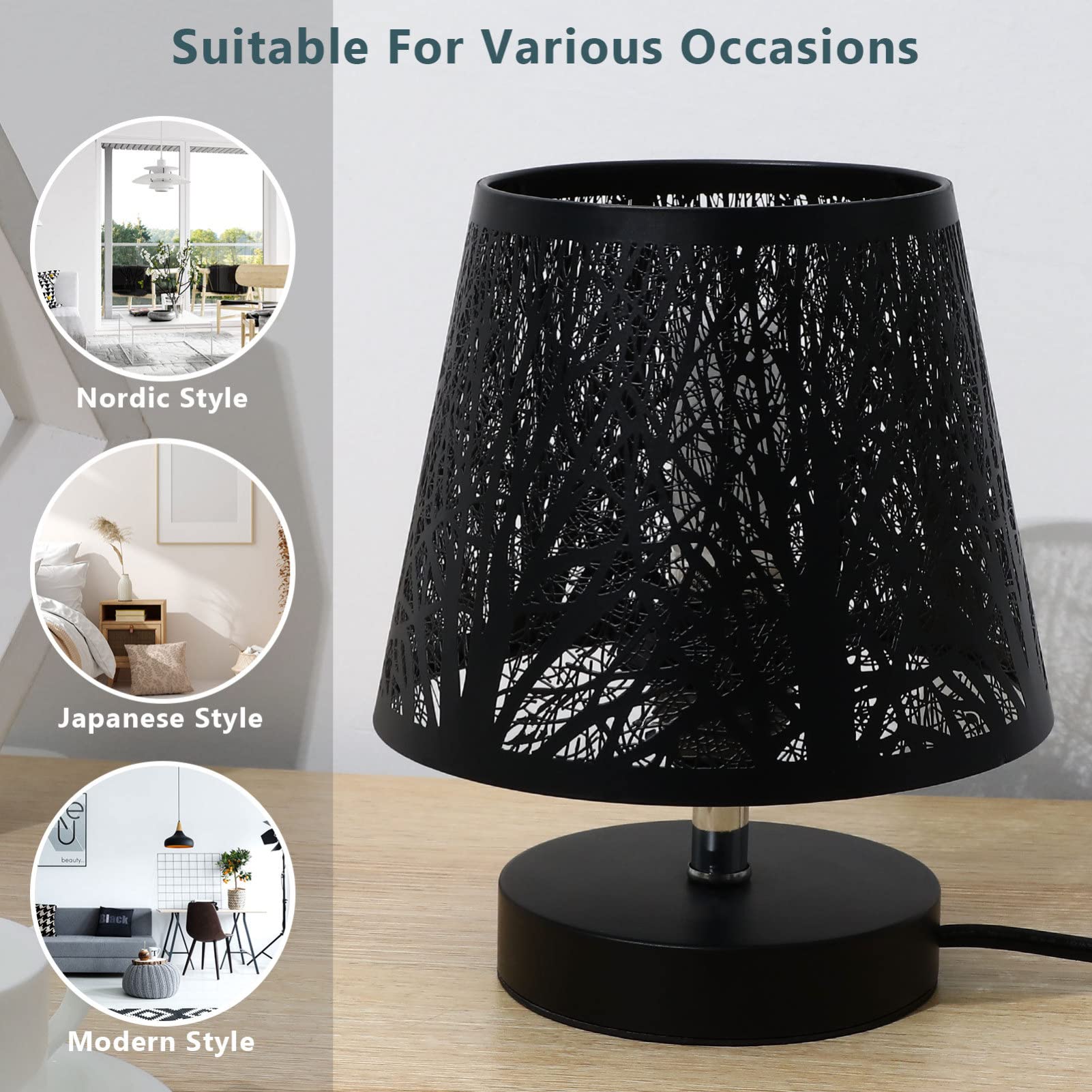 Uonlytech Tree Shadow Lamp Shade, Iron E27 Small Table Lamp Shade ...