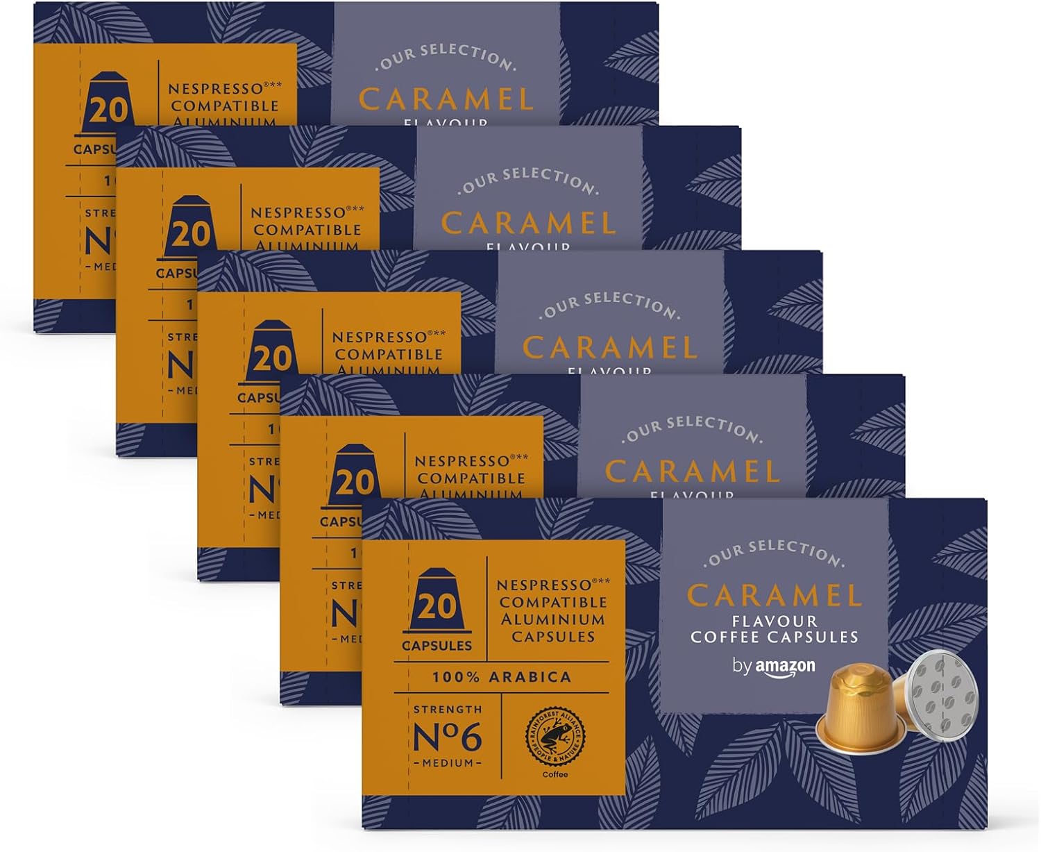 by Amazon Caramel Coffee Nespresso Compatible Aluminium Capsules, 100 ...