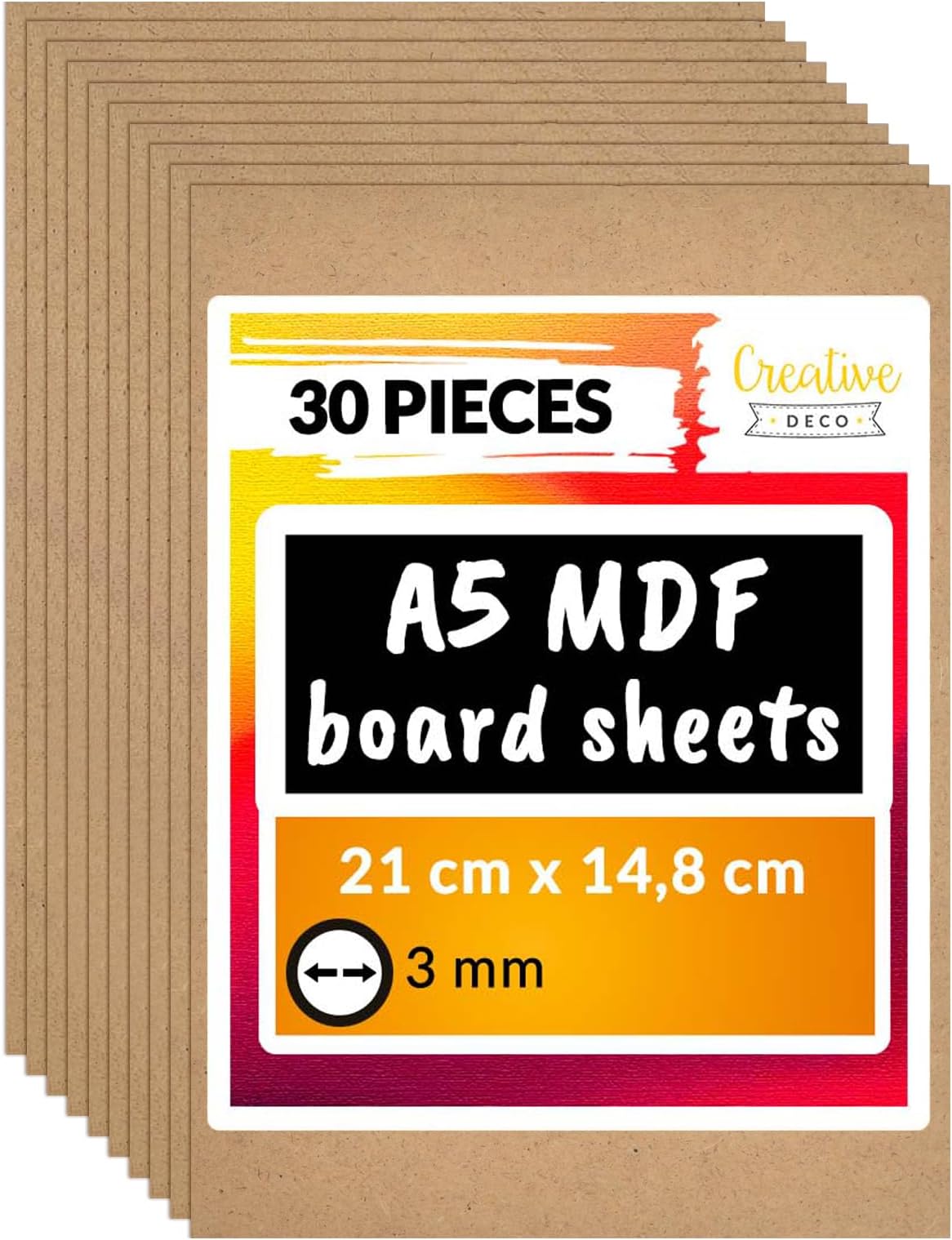 Pack of 5 MDF Blank Sheets 6mm Thick, A5, A4 & A3 Size, Safe for Laser ...