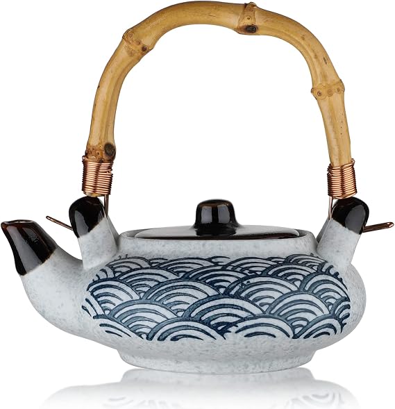 Amazon.com | Ceramic Teapot Japanese Style Porcelain Teapot with Rattan ...