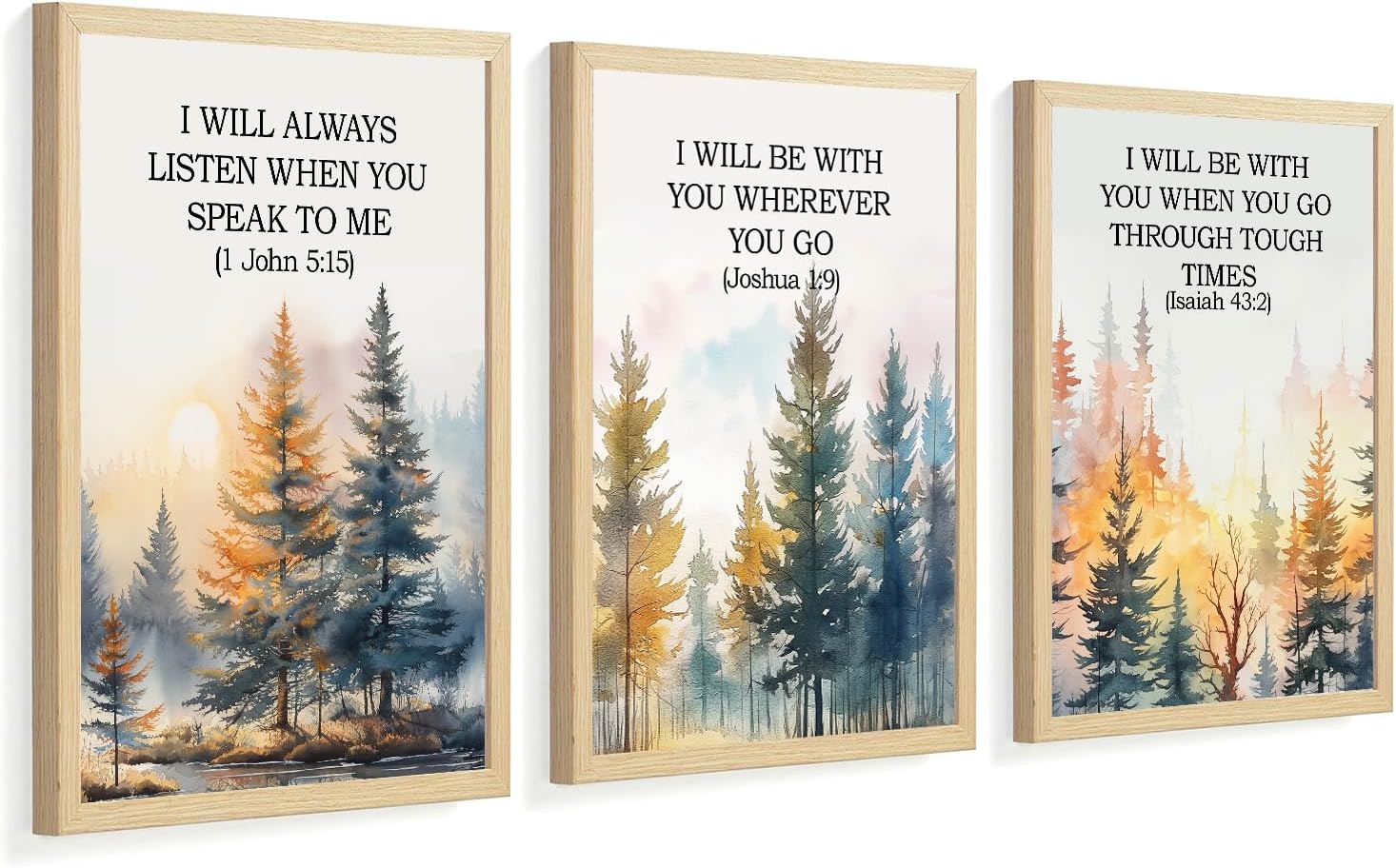 Amazon.com: Christian Bible Wall Art Set of 3, Bible Verses Wall Decor ...