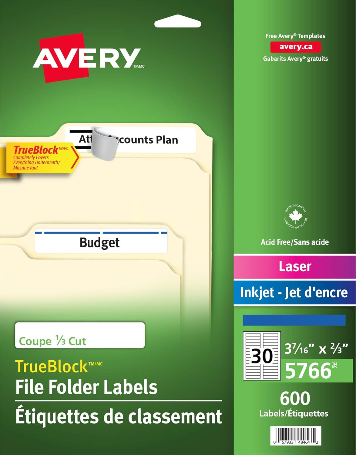 Avery Filing Labels with TrueBlock Technology for Laser and Inkjet ...