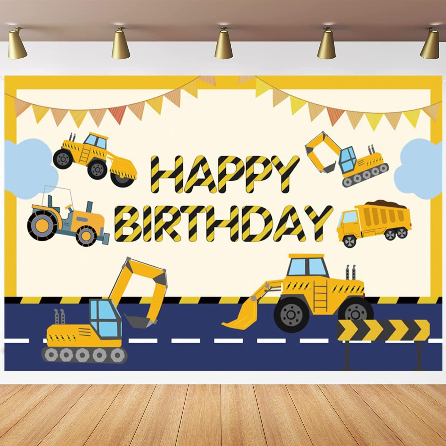 Amazon.com: Construction Theme Happy Birthday Decoration Digger ...