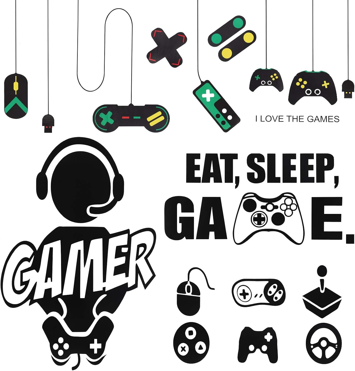 Amazon.com: 17 Pieces Game Wall Stickers Video Gaming Decals, Video ...