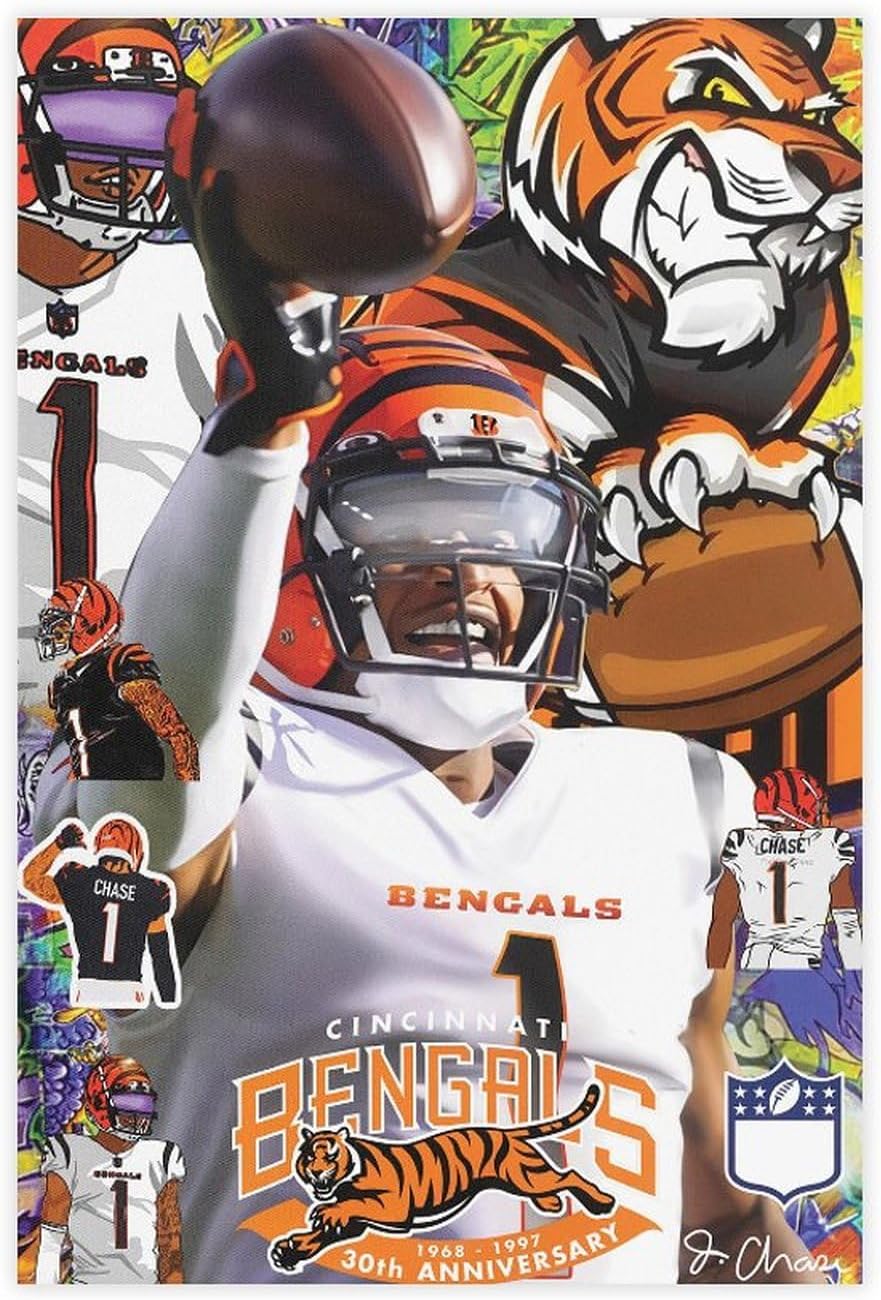 Amazon.com: Ja'Marr Chase Poster Football Picture Canvas Poster Bedroom ...