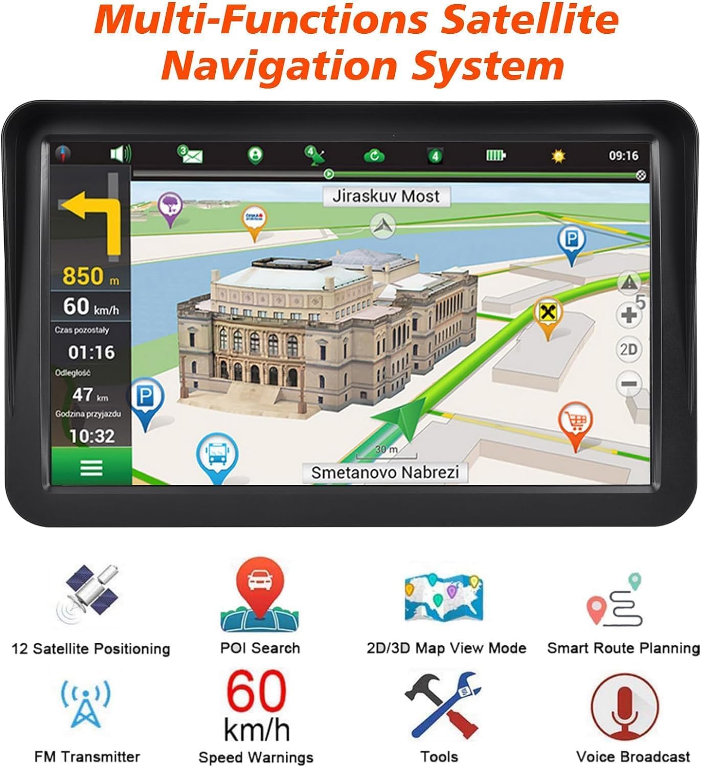Snapklik.com : GPS Car Navigator, 9 Inch Display, Voice Guidance ...
