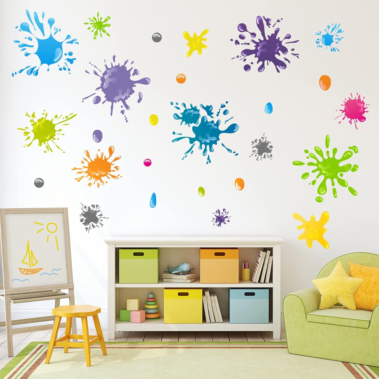 Amazon.com: AnFigure 26Pcs Colorful Paint Splatter Wall Decals Splatter ...