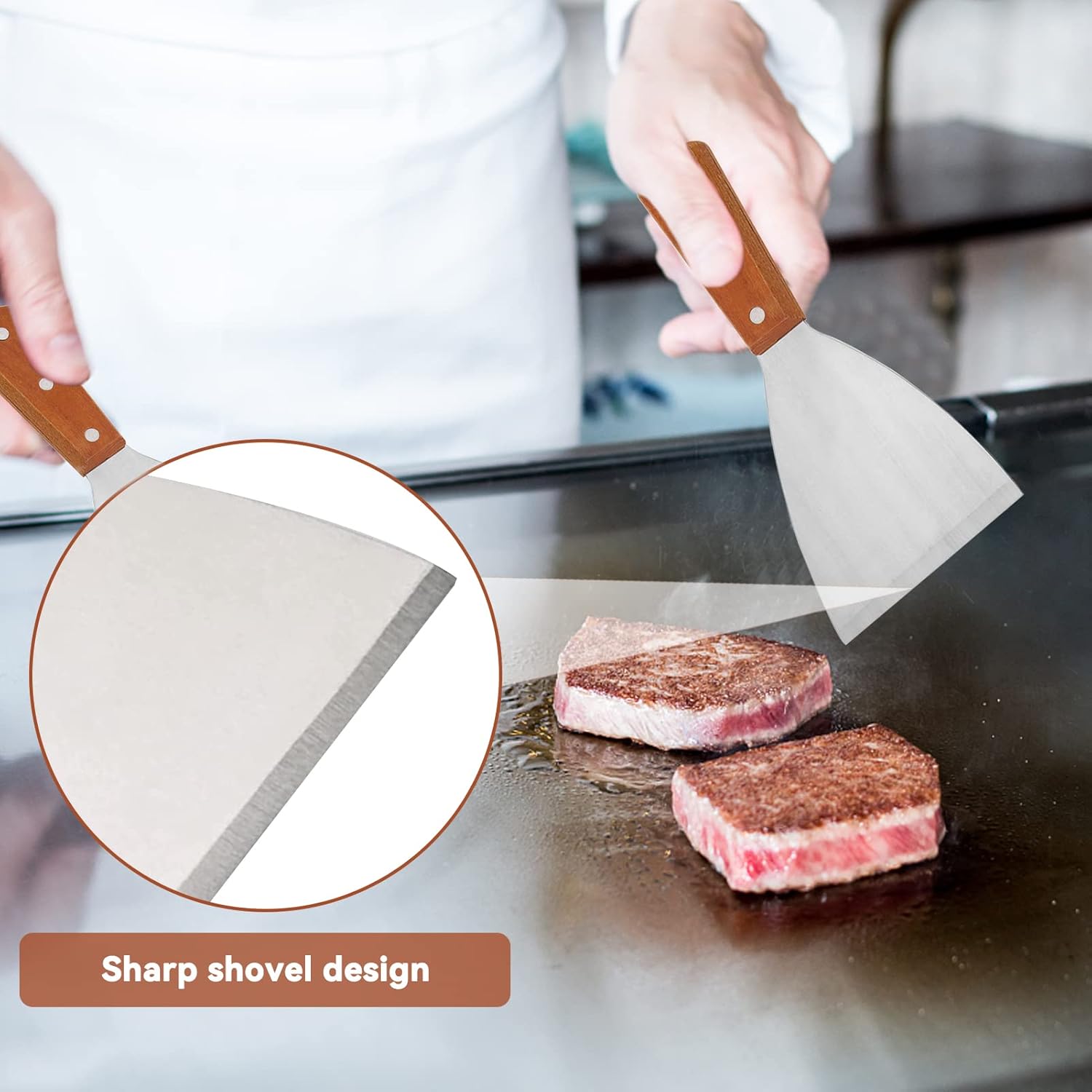 Grill Spatula, Stainless Steel Non-Stick Steak Pancake Burger Spatula ...