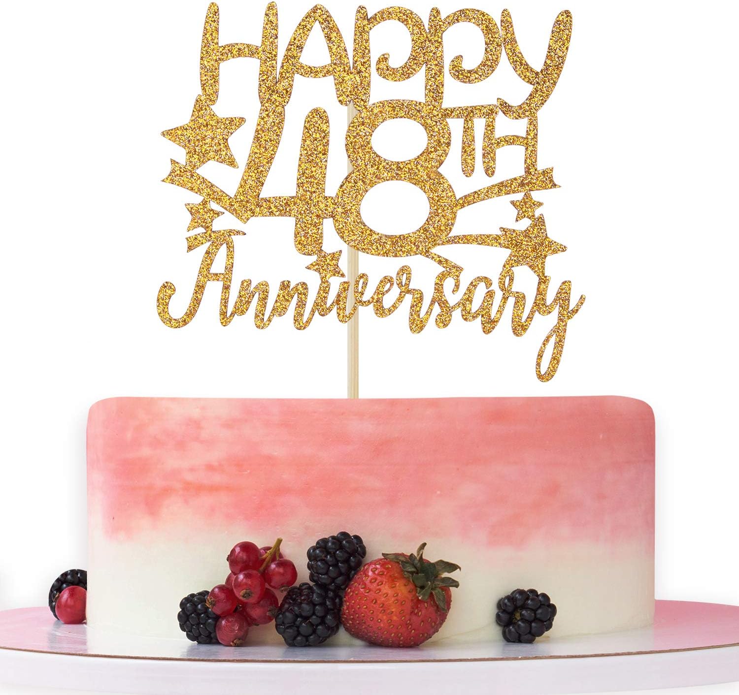 Gold Glitter Happy 48th Anniversary Cake Topper for 48th Wedding ...
