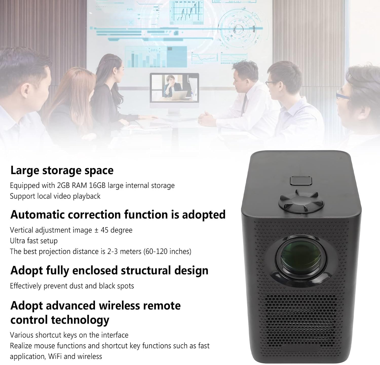 Projecteur Intelligent, Projecteur S30 avec WiFi et Bluetooth 9500lm ...