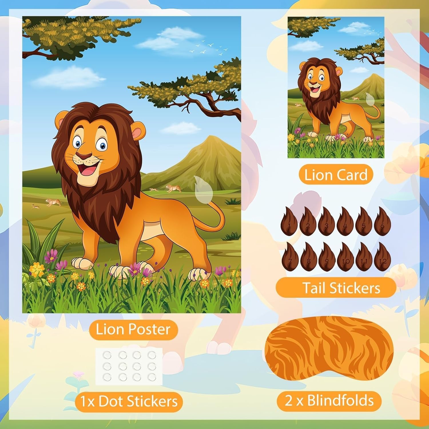 Snapklik.com : Pin The Tail On The Lion Party Game Kids Lion Games ...