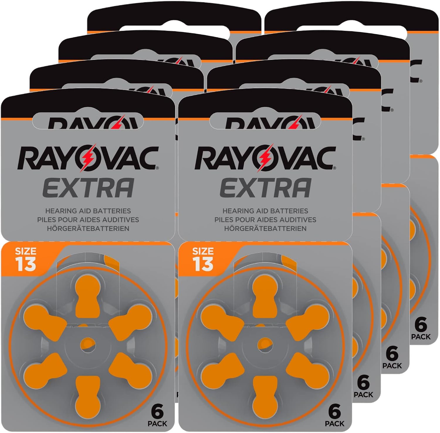 48 Piles Auditives Rayovac Extra 13. 6x8 Piles pour Appareil Auditif ...