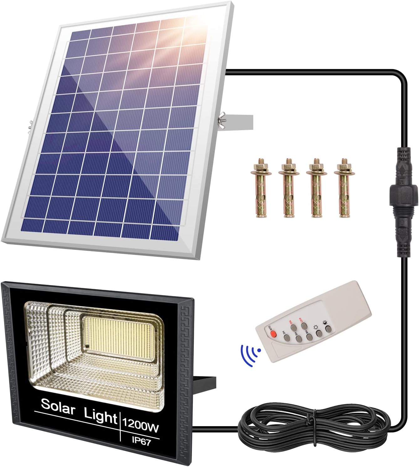 QWERTYUI Lámpara Solar Exterior 1200W Mando Distancia | Paga Hasta 24 Meses