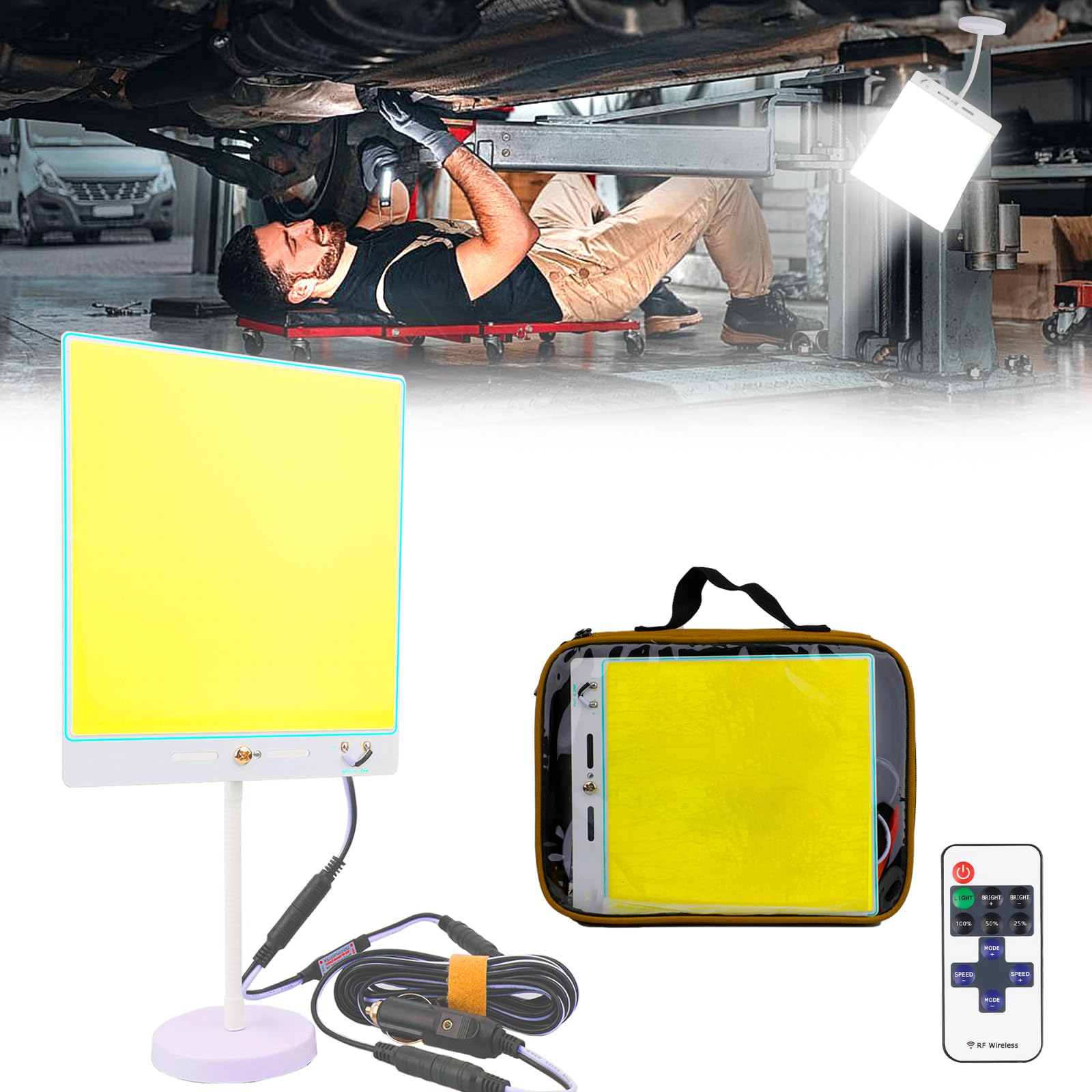 Corded Magnetic Work Light, Adjustable Brightness Led Floodlight, 12V ...