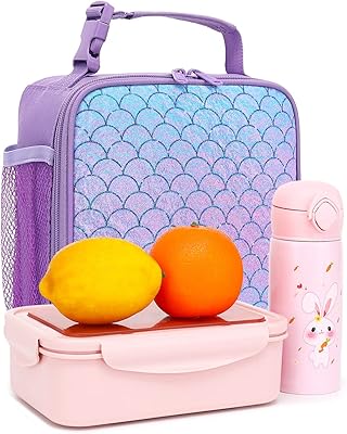 Amazon.com - WERNNSAI Mermaid Lunch Box - Insulated Sequins Lunch Box ...