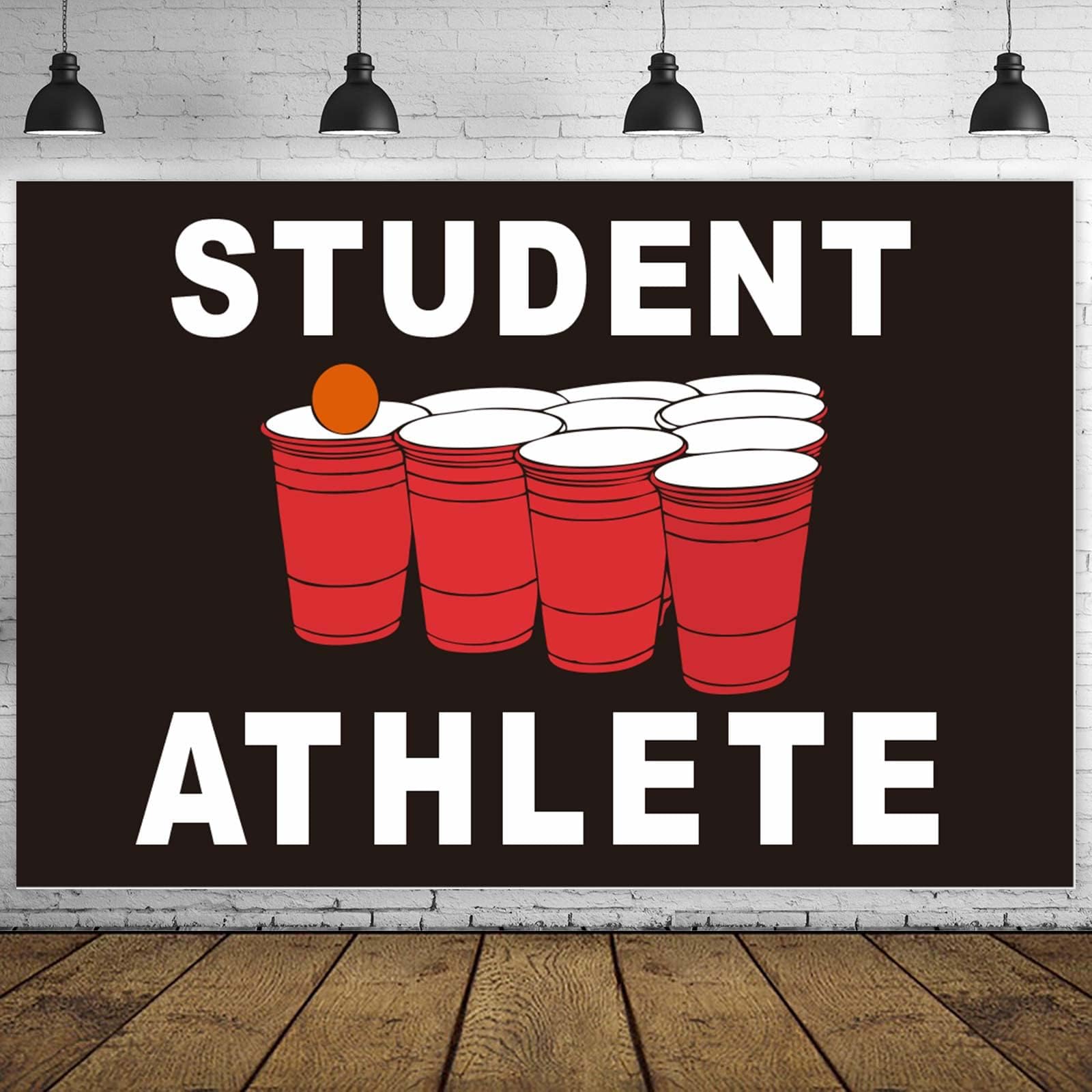 Amazon.com: Student Athlete Banner Backdrop Beer Cup Pong Motivational ...