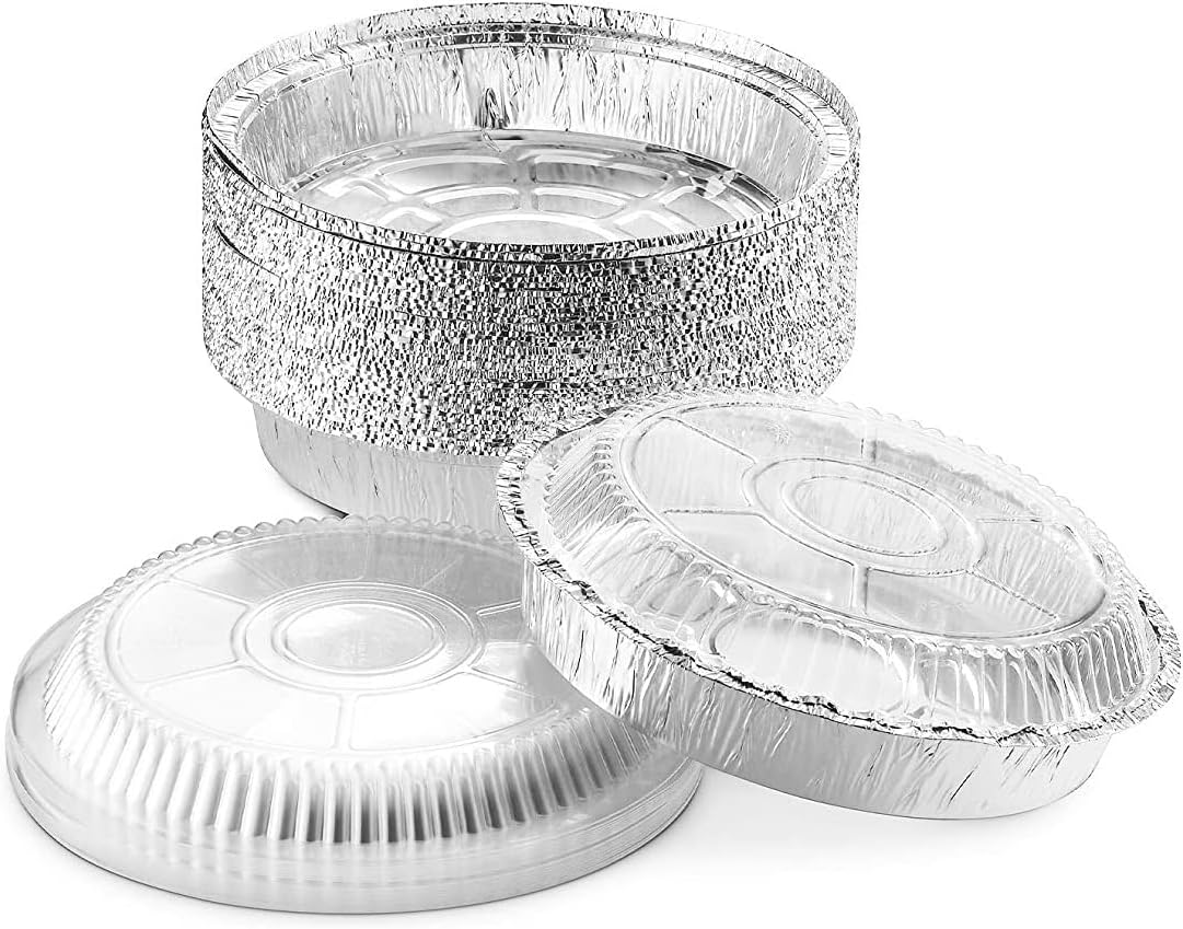 Amazon.com: Mr Miracle Round Disposable Aluminum Foil Pans With Clear ...