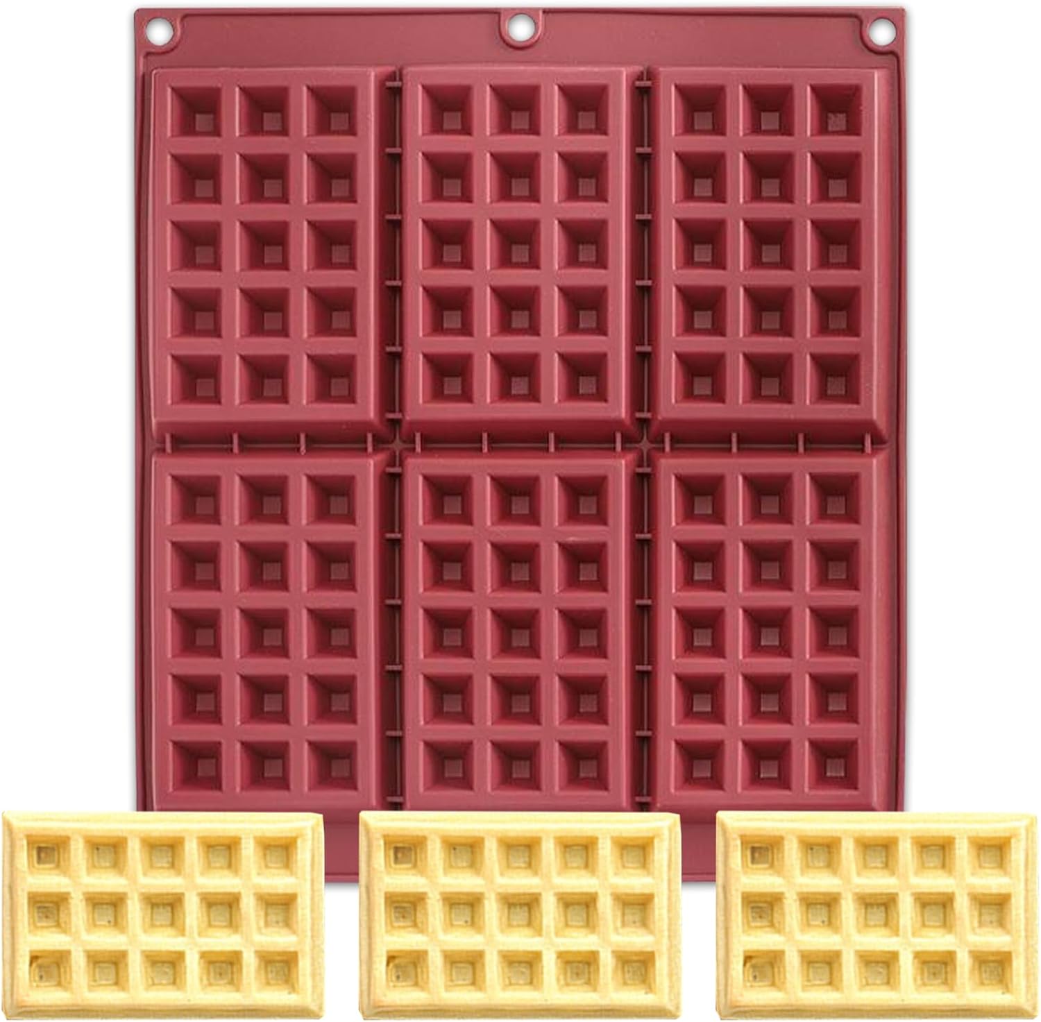 Amazon.com: Waffle Silicone Mold Tray, 6-Cavity Nonstick Waffle Baking ...