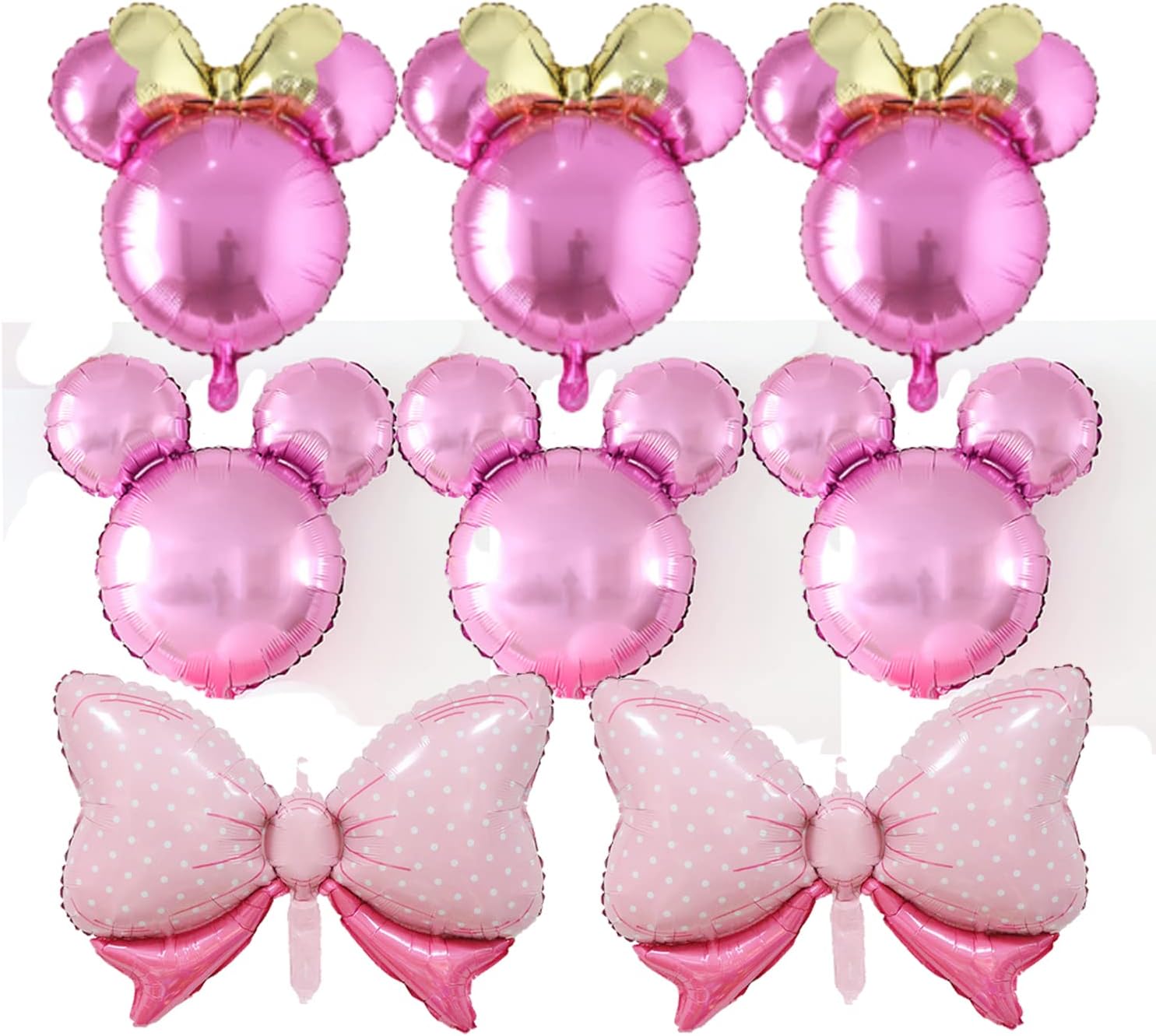 Finypa 6 Pcs Mouse Head Birthday Balloons, Huge Pink Bow Aluminum Foil ...