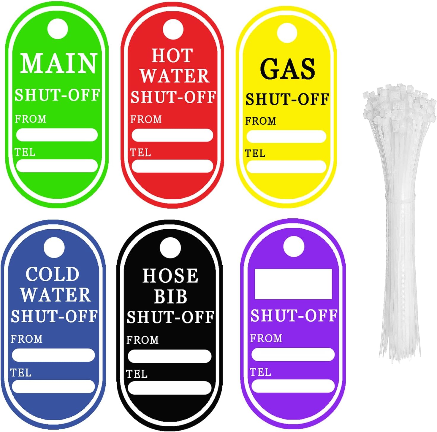 Amazon.com: 24 Pcs Shut Off Valve Tag Plastic Valve Identification Tag ...