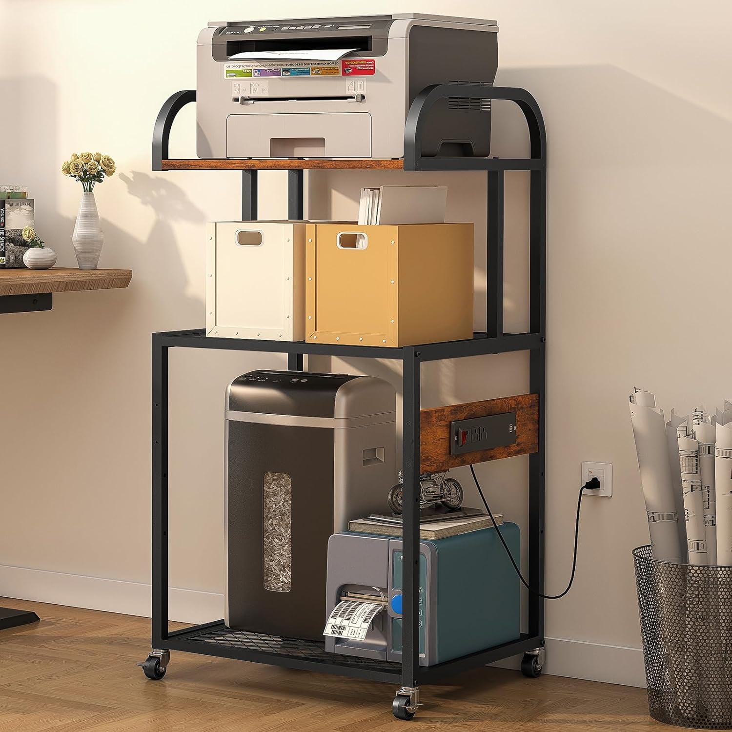 Amazon.com: WEENFON Large Printer Stand, Tall Printer Table with ...