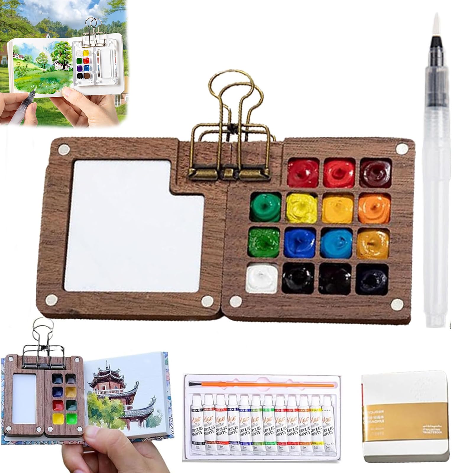 Mini Water Color Travel Set Mini Travel Watercolor Set Pocket Artist ...