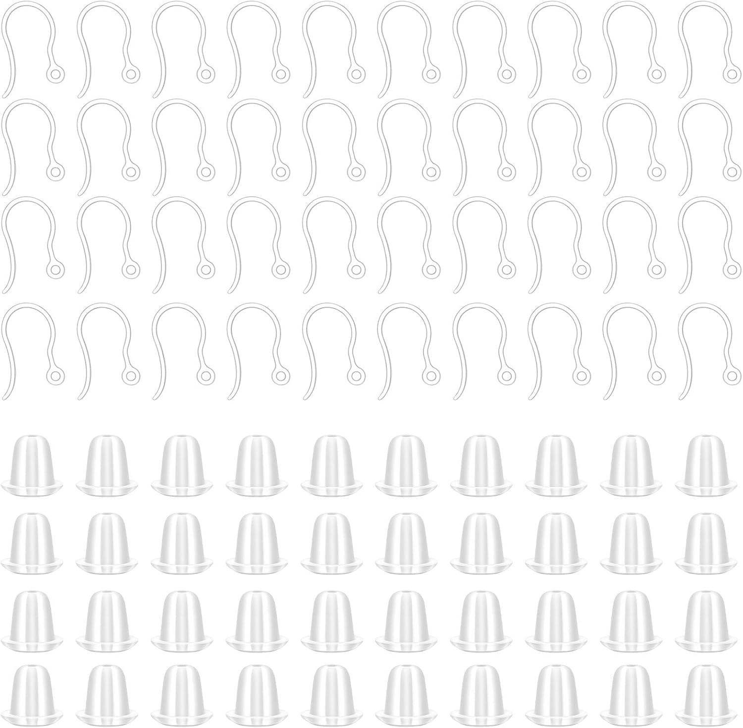 Amazon.com: 100 PCS Clear Plastic Earring Hooks, Anti Allergy Ear Wire ...